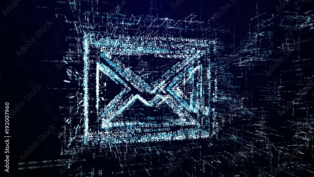 Mail icon consisting of interactive digit and symbol. Envelope icon in ...