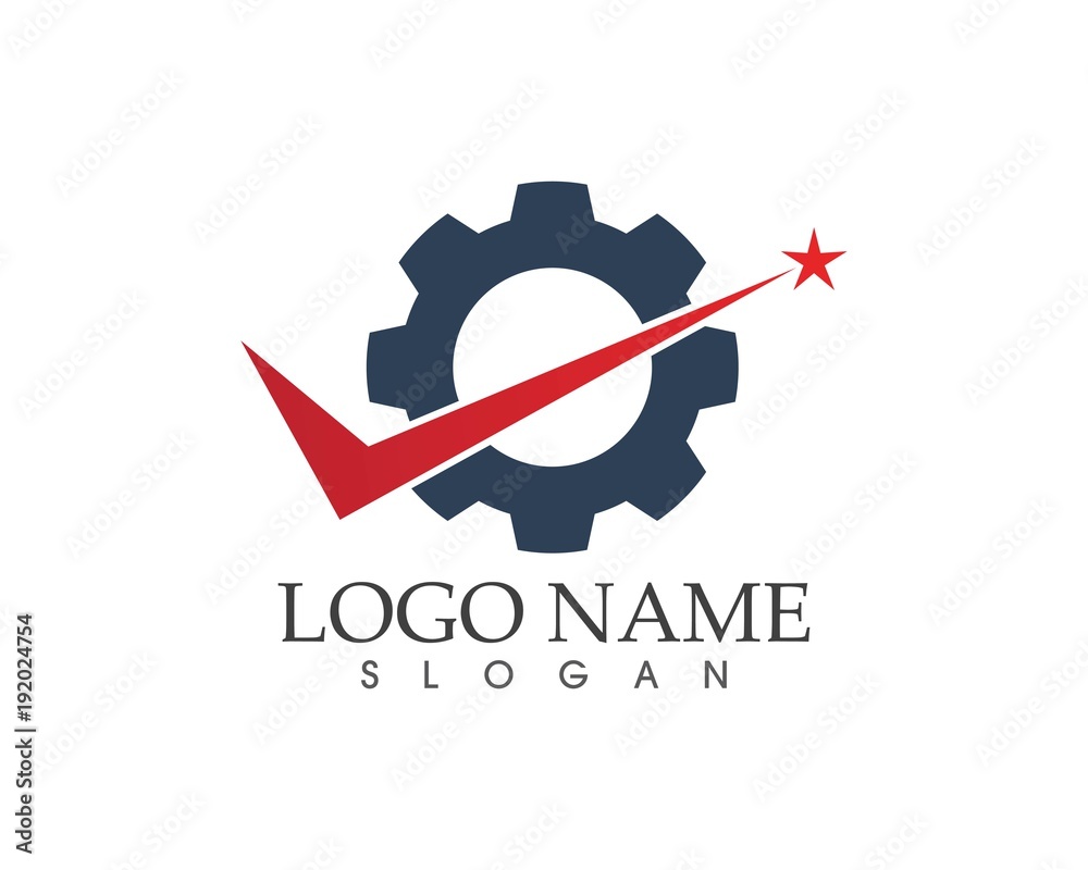Gear check mark icon logo design Stock Vector | Adobe Stock