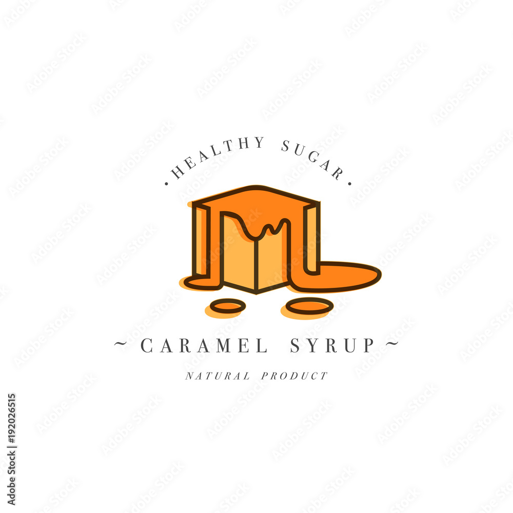 Packaging design template logo and emblem - syrup and topping - piece ...