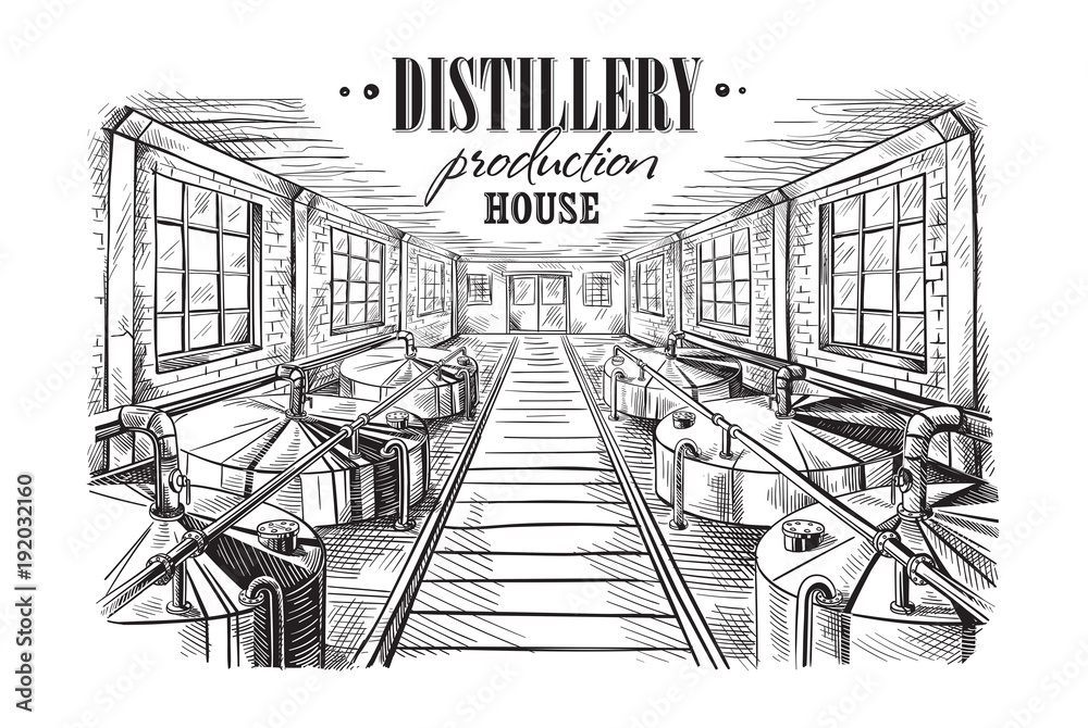 distillery production house. Vector illustration Stock Vector | Adobe Stock