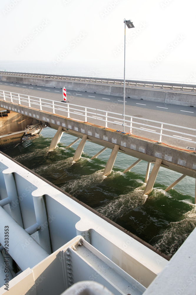 Eastern Scheldt storm barrier with hydro electrical station Stock Photo ...