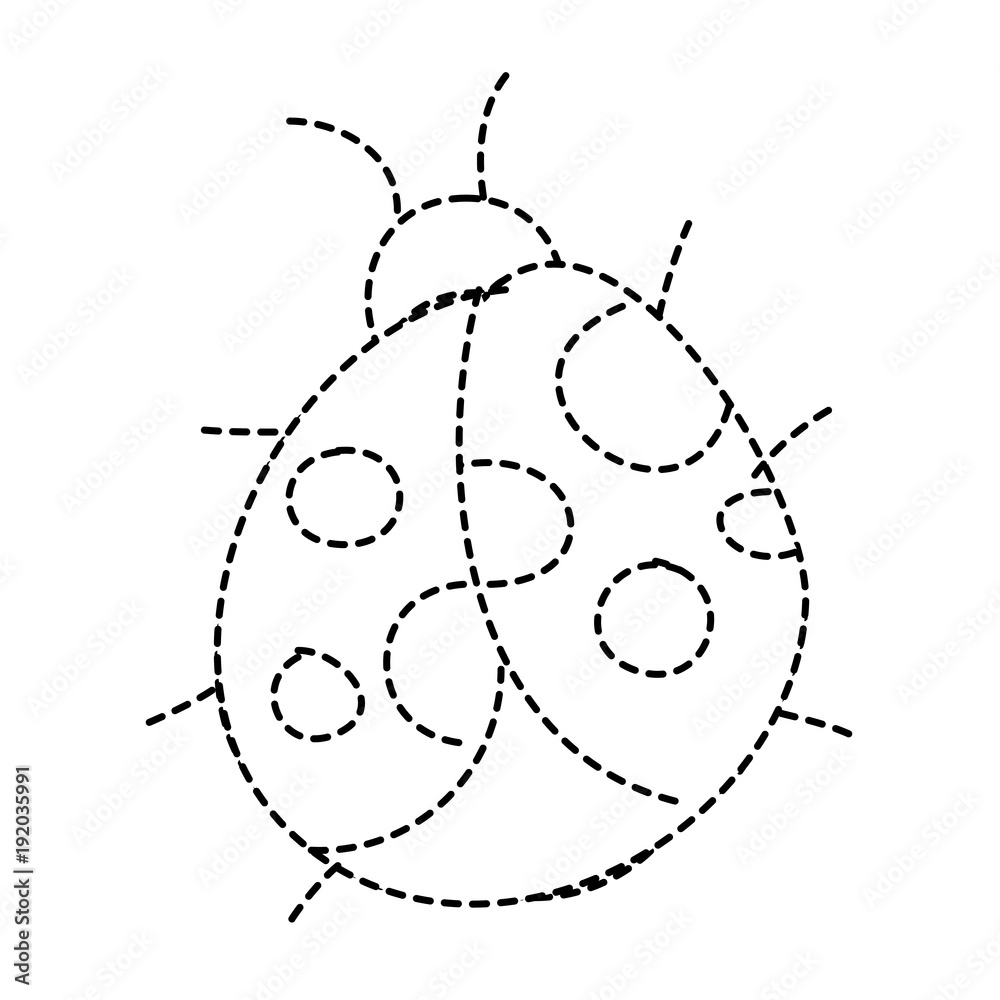 cute insect ladybug animal wildlife icon vector illustration dotted ...