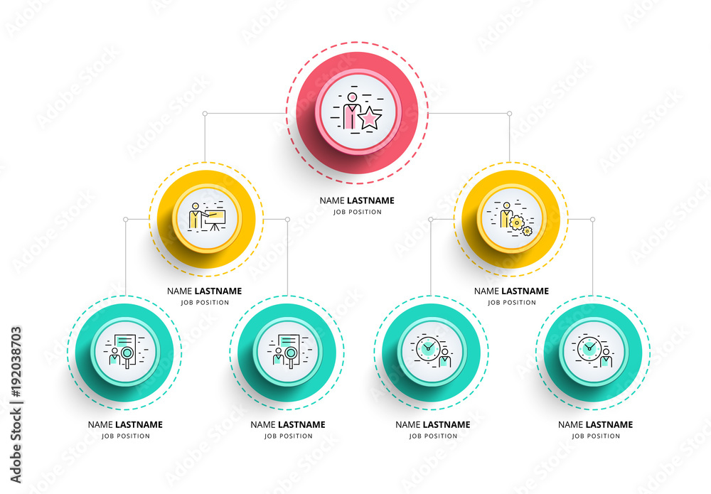 Colorful Company Hierarchy Organogram Infographic Layout 1 Stock ...