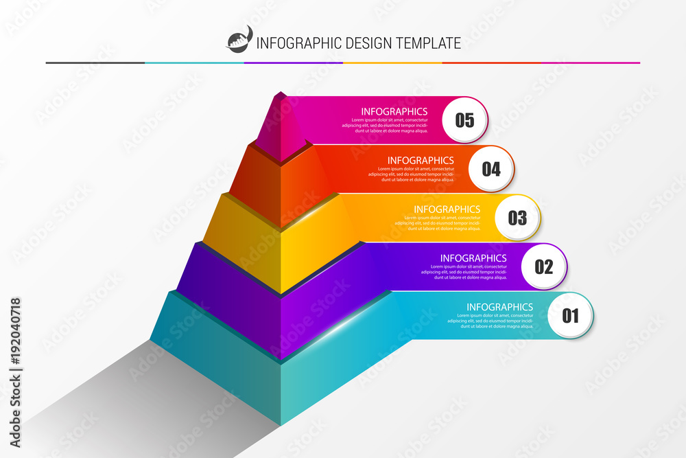 Infographic design template. Pyramid with 5 steps. Vector Stock Vector ...