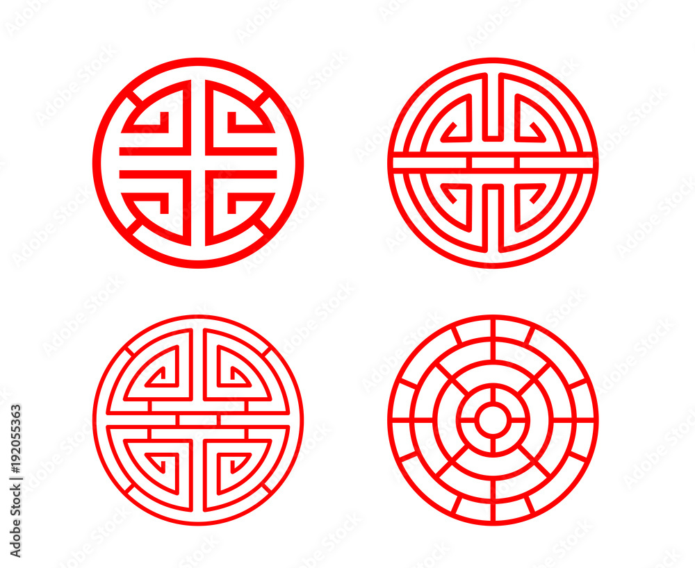 Classic Chinese circle window frame in vector Stock Vector | Adobe Stock