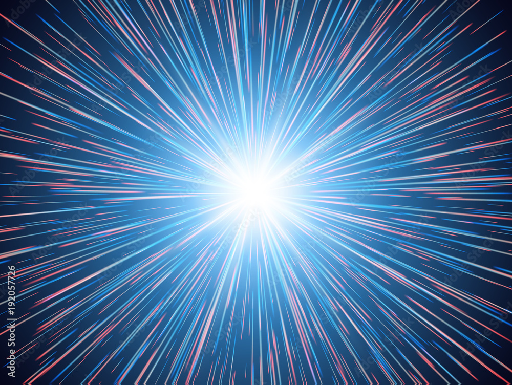 Blue explosion background with rays. Vector absrtact illustration Stock ...