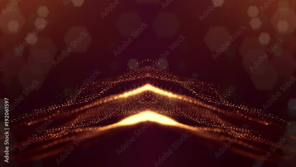 3d rendering background with particles with depth of field. Loop animation, seamless footage ...