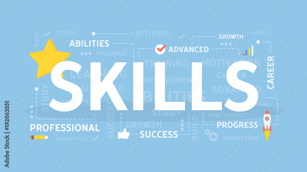 Skills concept illustration. Stock Vector | Adobe Stock