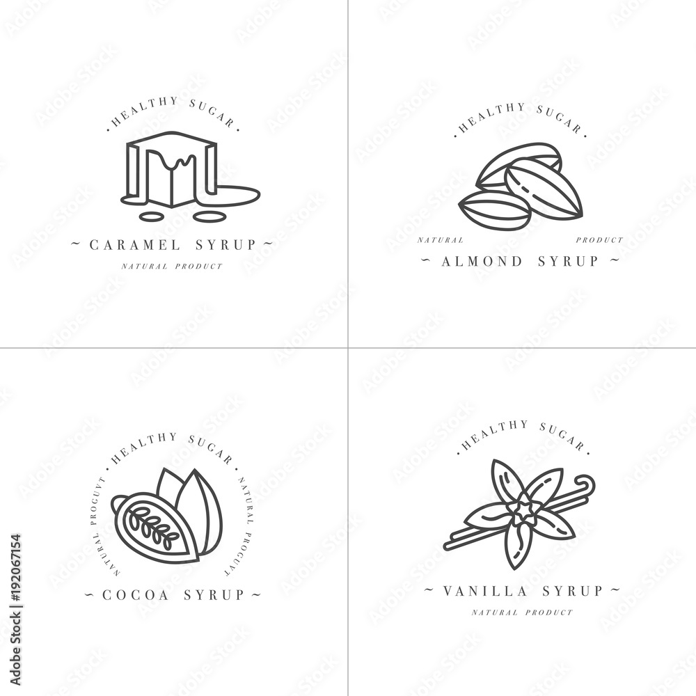 Vector set design monochrome templates logo and emblems - syrups and ...