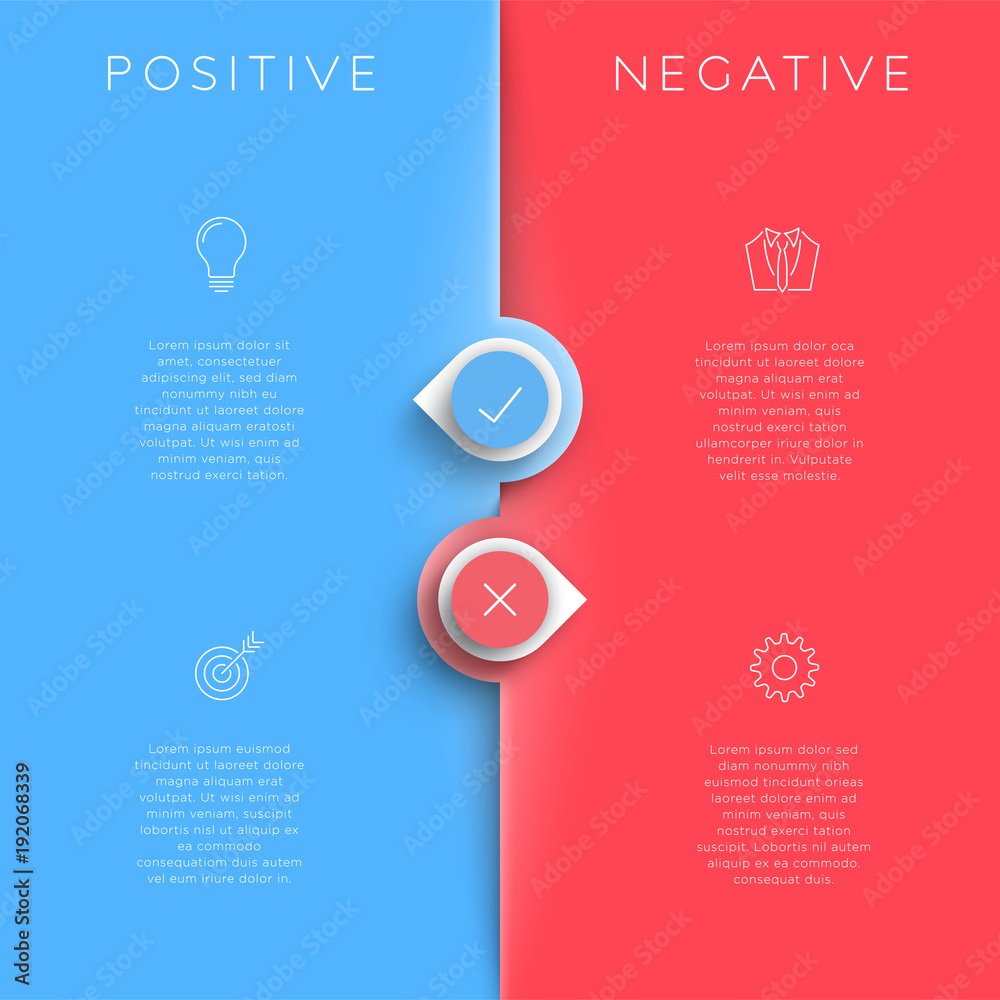 Positive Negative List Template With Arrow Points Stock Vector | Adobe ...