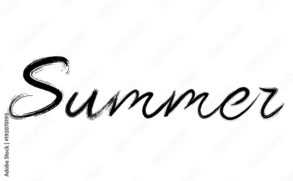 summer text written by hand in grunge letters in bold font isolated on ...