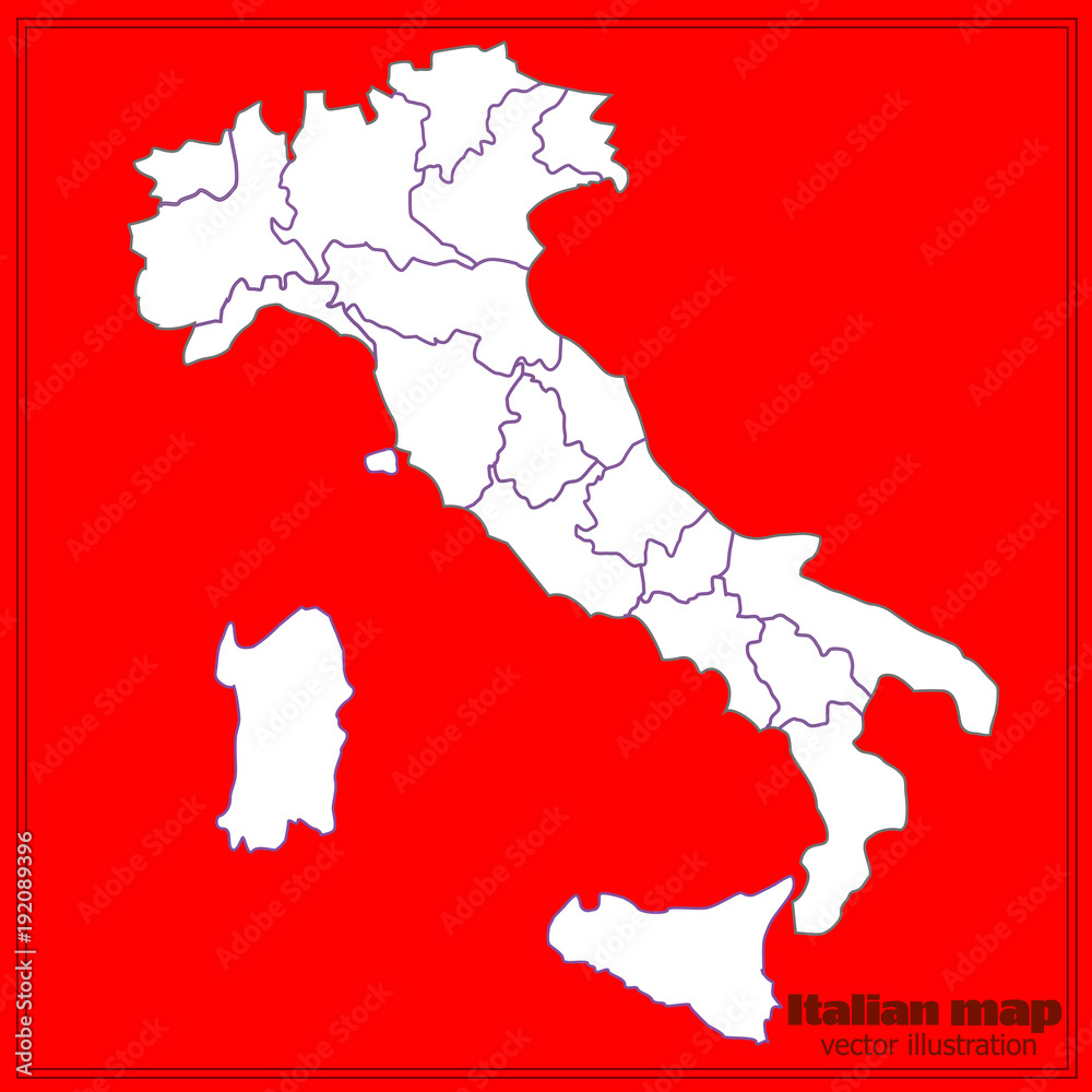 Map of Italy with red background. Vector illustration. Stock Vector ...