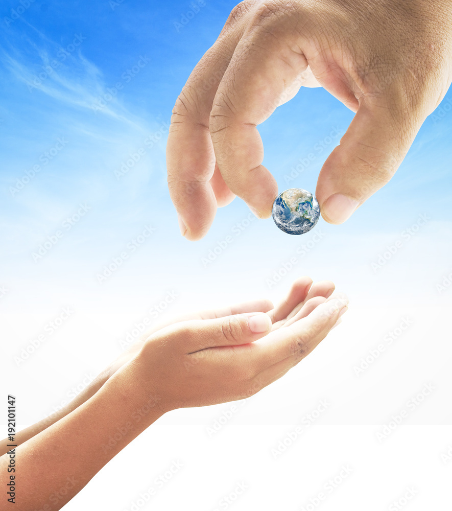 World environment day concept: Human hand sending the earth into ...