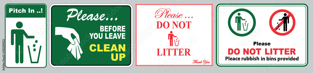 Clean sticker sign for office (please do not throw rubbish, do not ...
