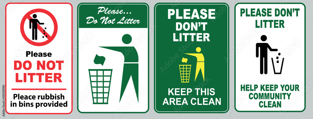 Clean sticker sign for office (please do not throw rubbish, do not ...