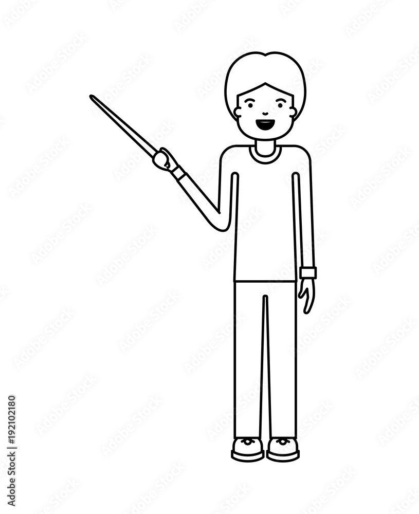 male teacher with pointing stick vector illustration design Stock ...