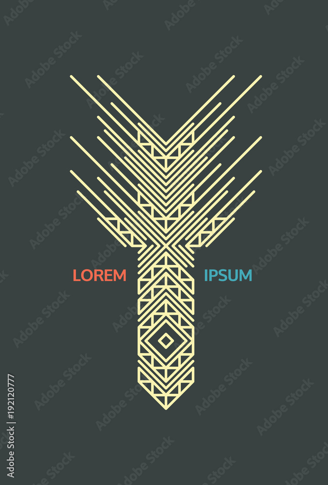 Sword. Line art design for invitation, poster, badge, monogram. Elegant ...