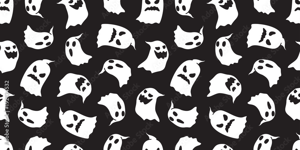 Ghost seamless pattern vector Halloween isolated spooky cartoon ...