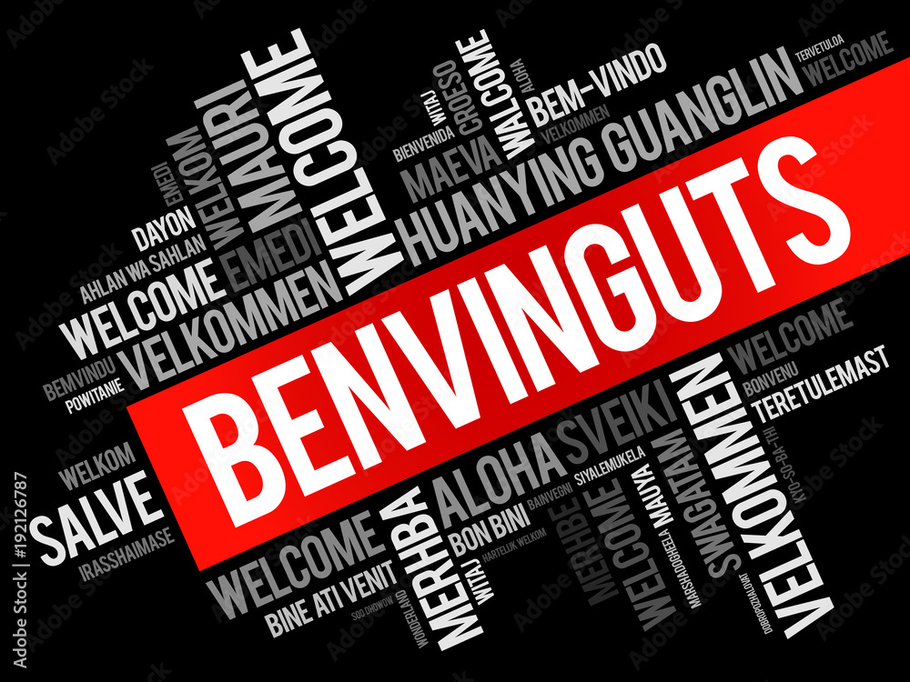 Benvinguts (Welcome in Catalan) word cloud in different languages ...