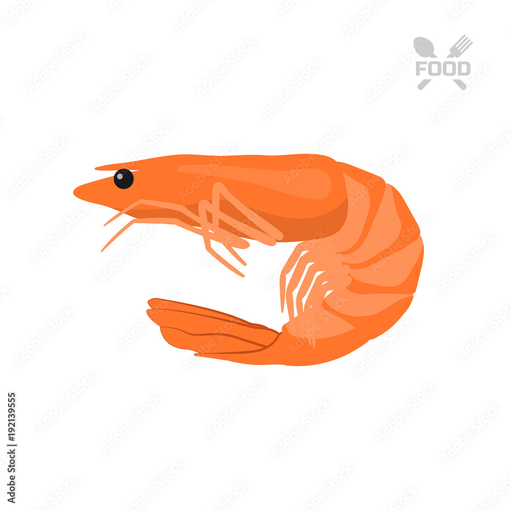 Orange shrimp on a white background. Seafood. Isolated image of prawn ...