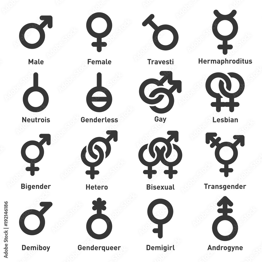 Gender Icons Set on White Background. Vector Stock Vector | Adobe Stock