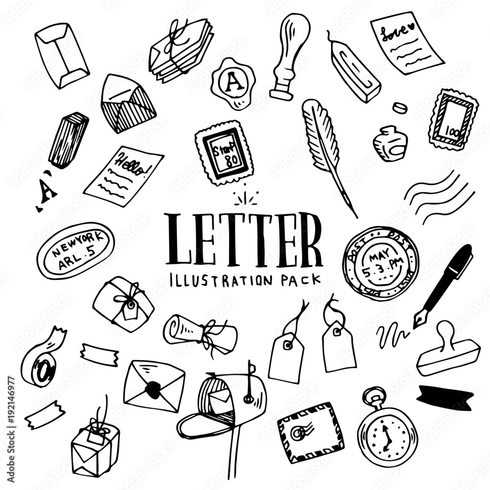 Letter Illustration Pack Stock Vector | Adobe Stock