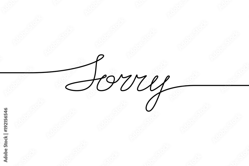 SORRY handwritten inscription. Hand drawn lettering. alligraphy. One ...