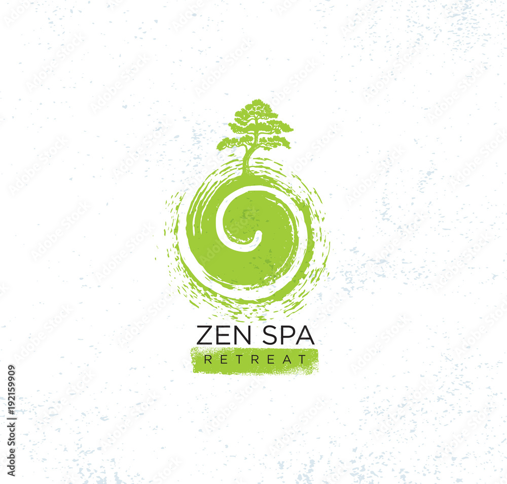 Zen Spa Wellness Holistic Retreat Organic Sign Concept. Tree On The ...