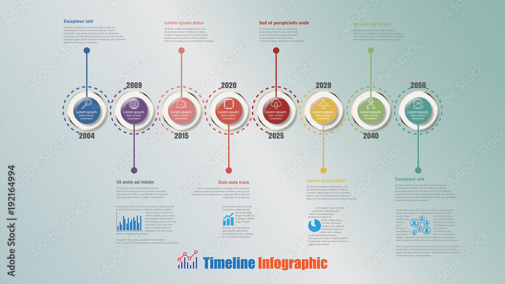 Modern timeline infographic with 8 steps circle designed for template ...