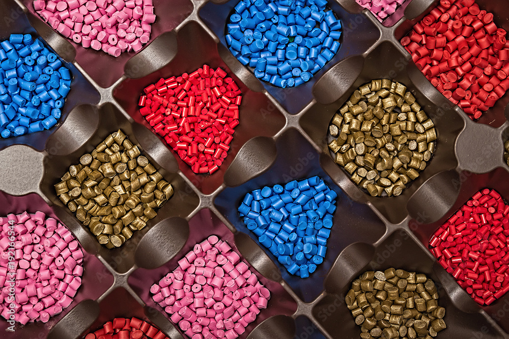 Polymeric dye. Colorant for plastics. Pigment in the granules. Stock ...