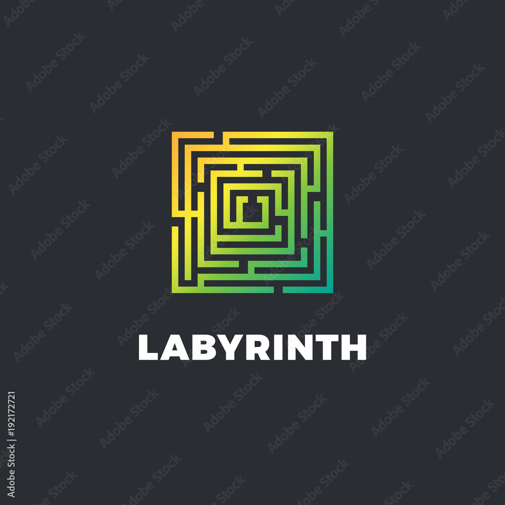 Color gradient logo of labyrinth. Vector logotype vector de Stock | Adobe Stock