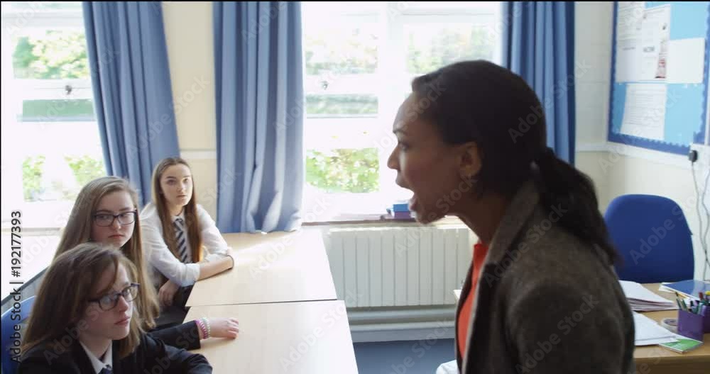 4K Disruptive schoolboy being yelled at by teacher & sent out of ...