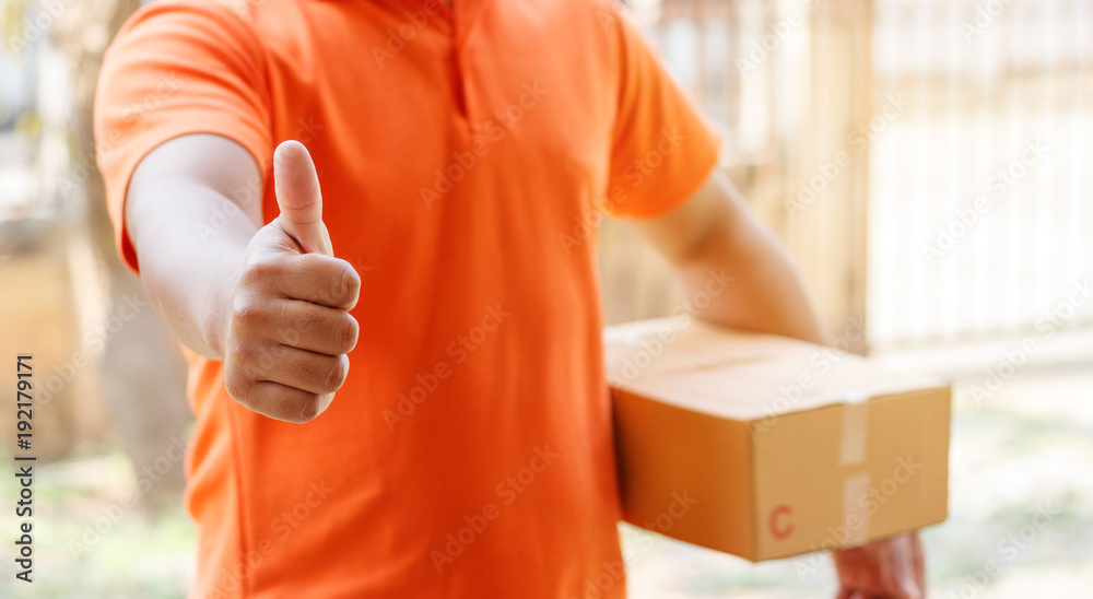 Delivery Man giving thumbs up Stock Photo | Adobe Stock