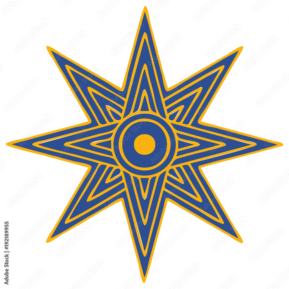 Plakat Vector illustration: The Star of Ishtar, Symbol of Inanna, also ...