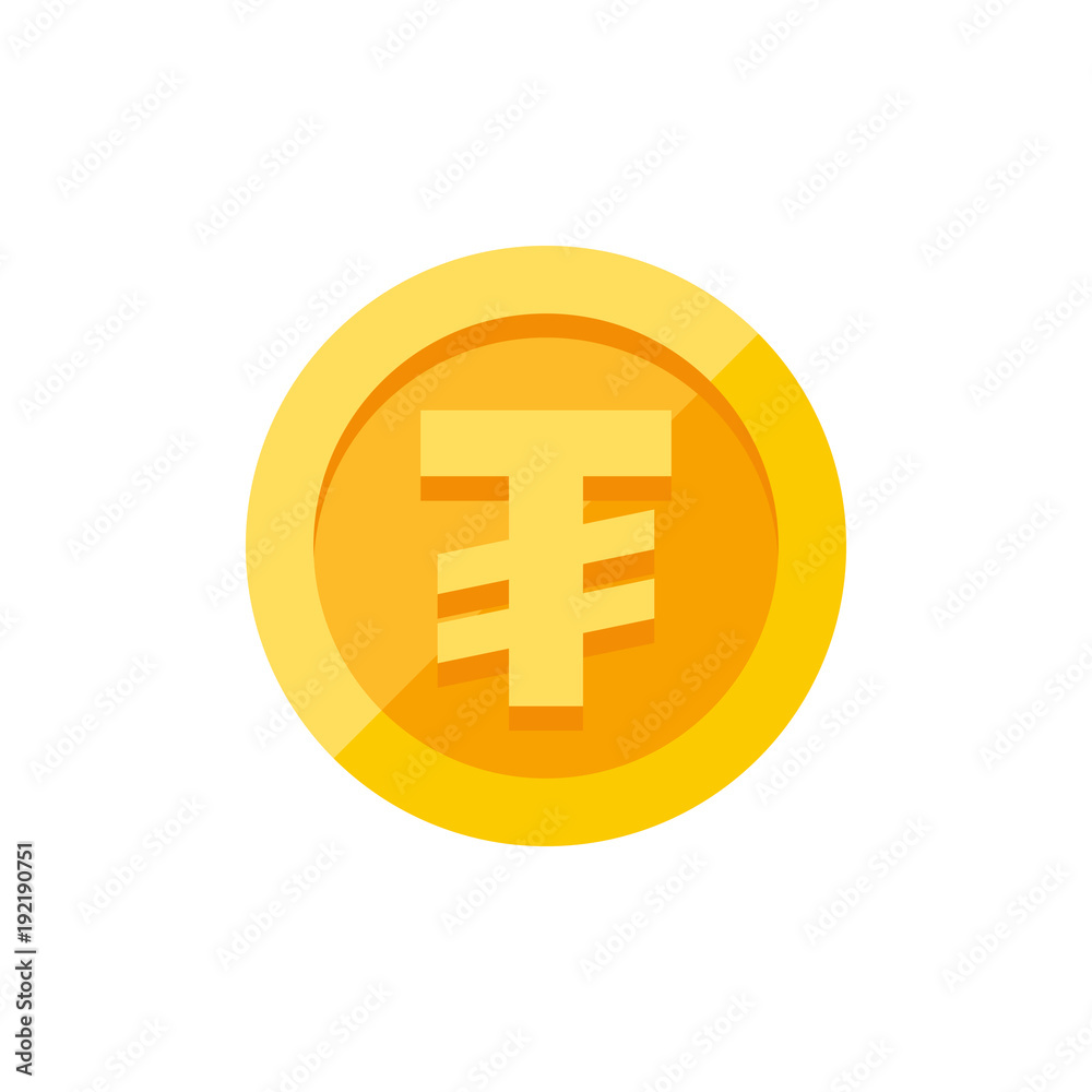 Mongolian tugrik currency symbol on gold coin flat style Stock Vector ...