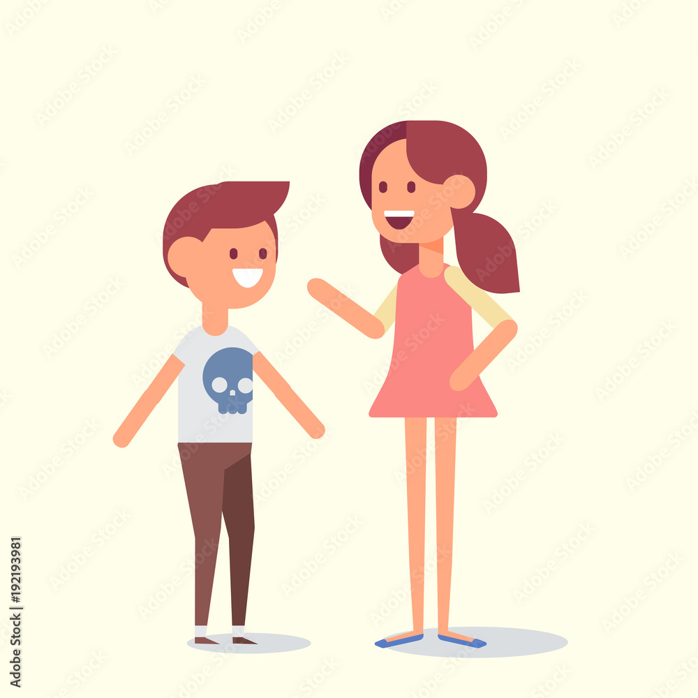 Cartoon Boy Talking To Girl