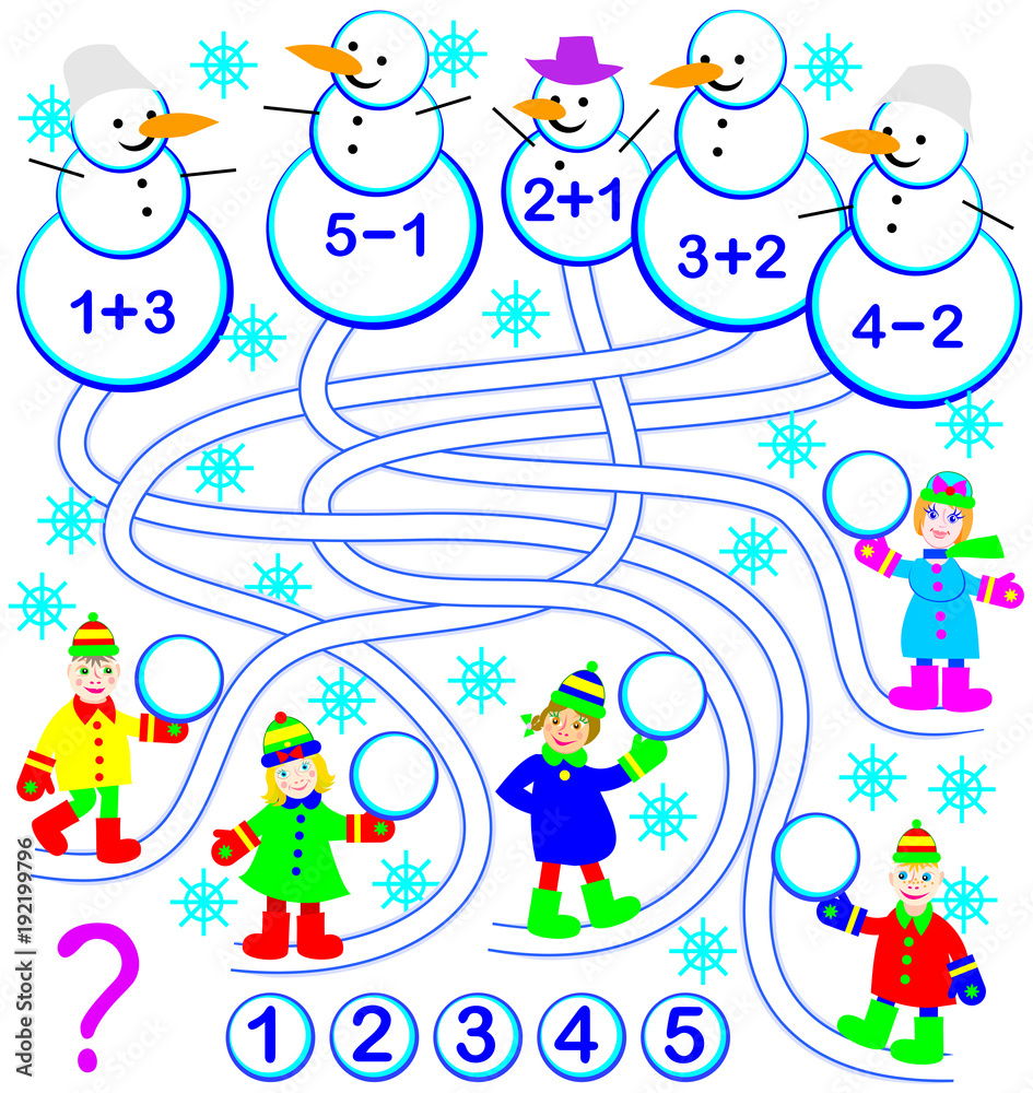 Educational page with exercises for children on addition and ...