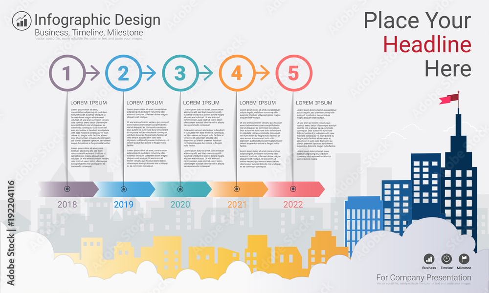Business infographics template, Milestone timeline or Road map with ...