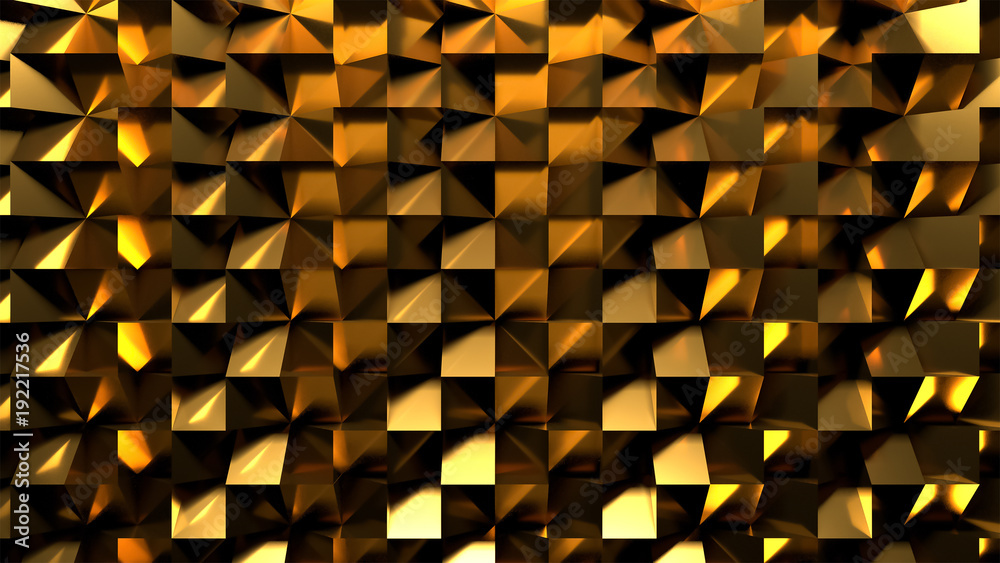Tiled modern gold square wall panel. Pattern and texture on the wall ...