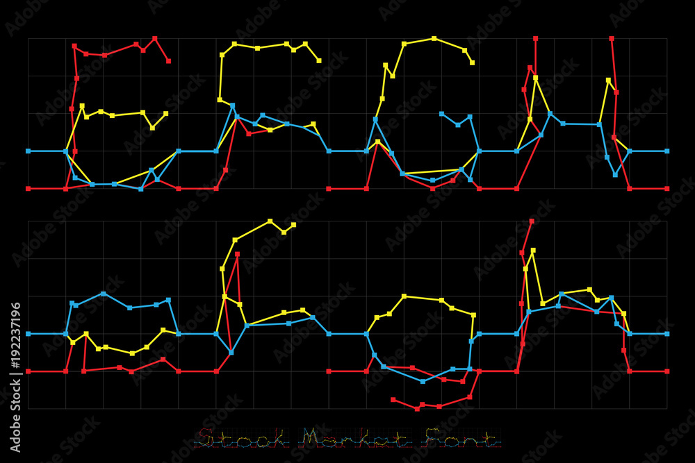 Stock Market Font - Letters E, F, G, H. Stock Illustration | Adobe Stock