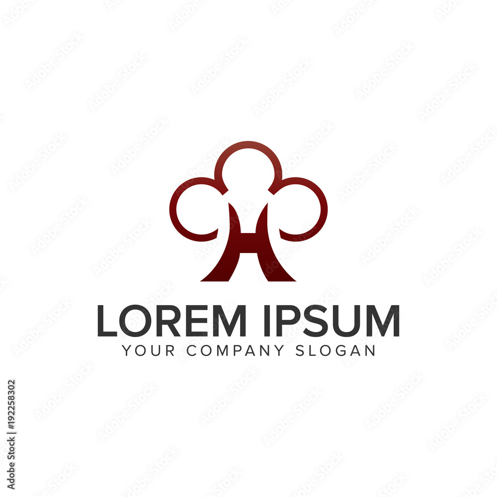 letter H tree cloud Logo design concept template Stock Vector | Adobe Stock