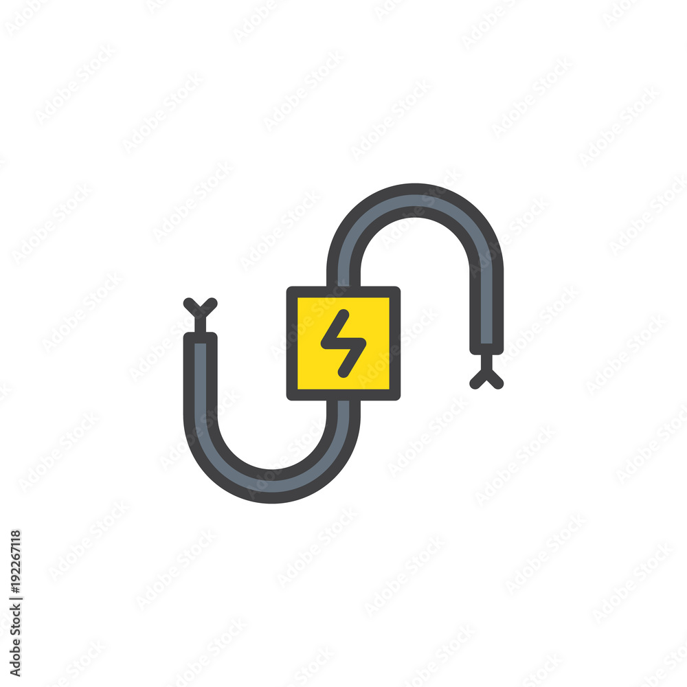 Wire cable electrical filled outline icon, line vector sign, linear ...