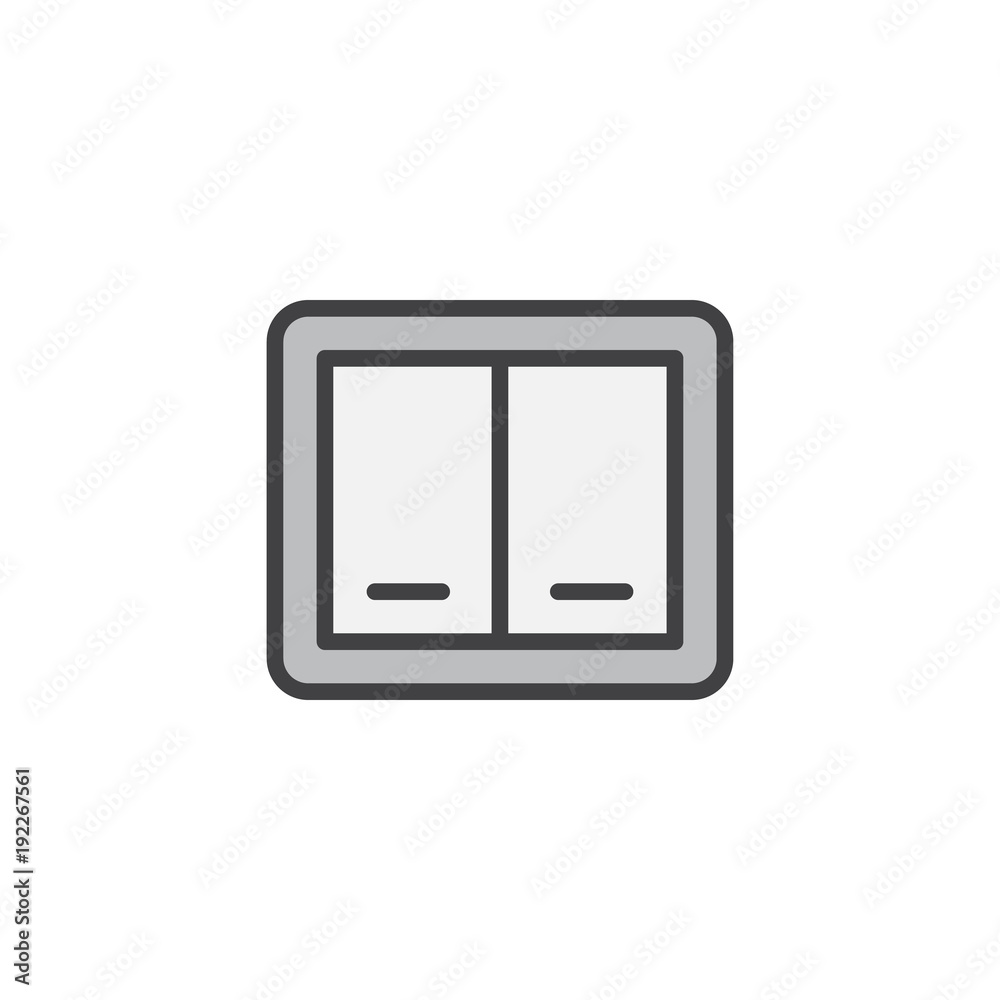 Light switch filled outline icon, line vector sign, linear colorful ...