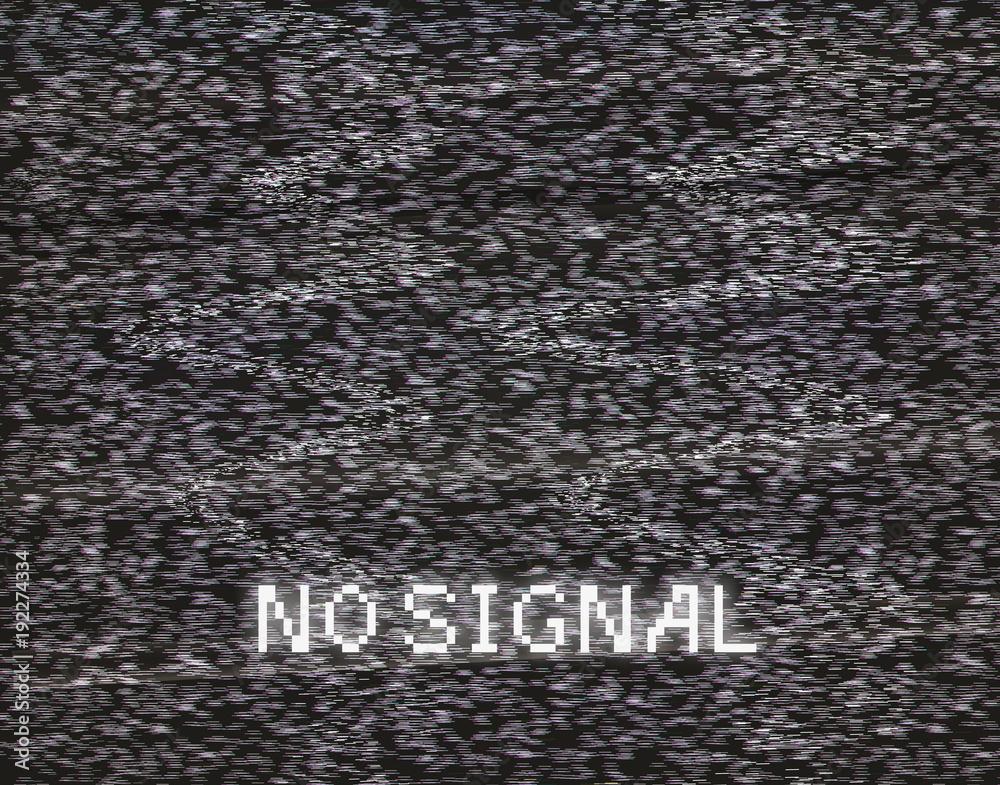 No signal in analog TV vector illustration. Glitched screen distortion ...