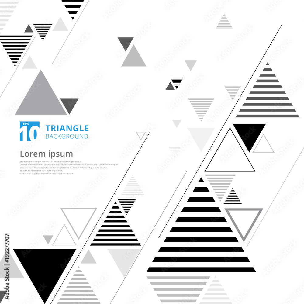 Abstract black and gray triangle composition layout on white background and lines texture. Stock ...