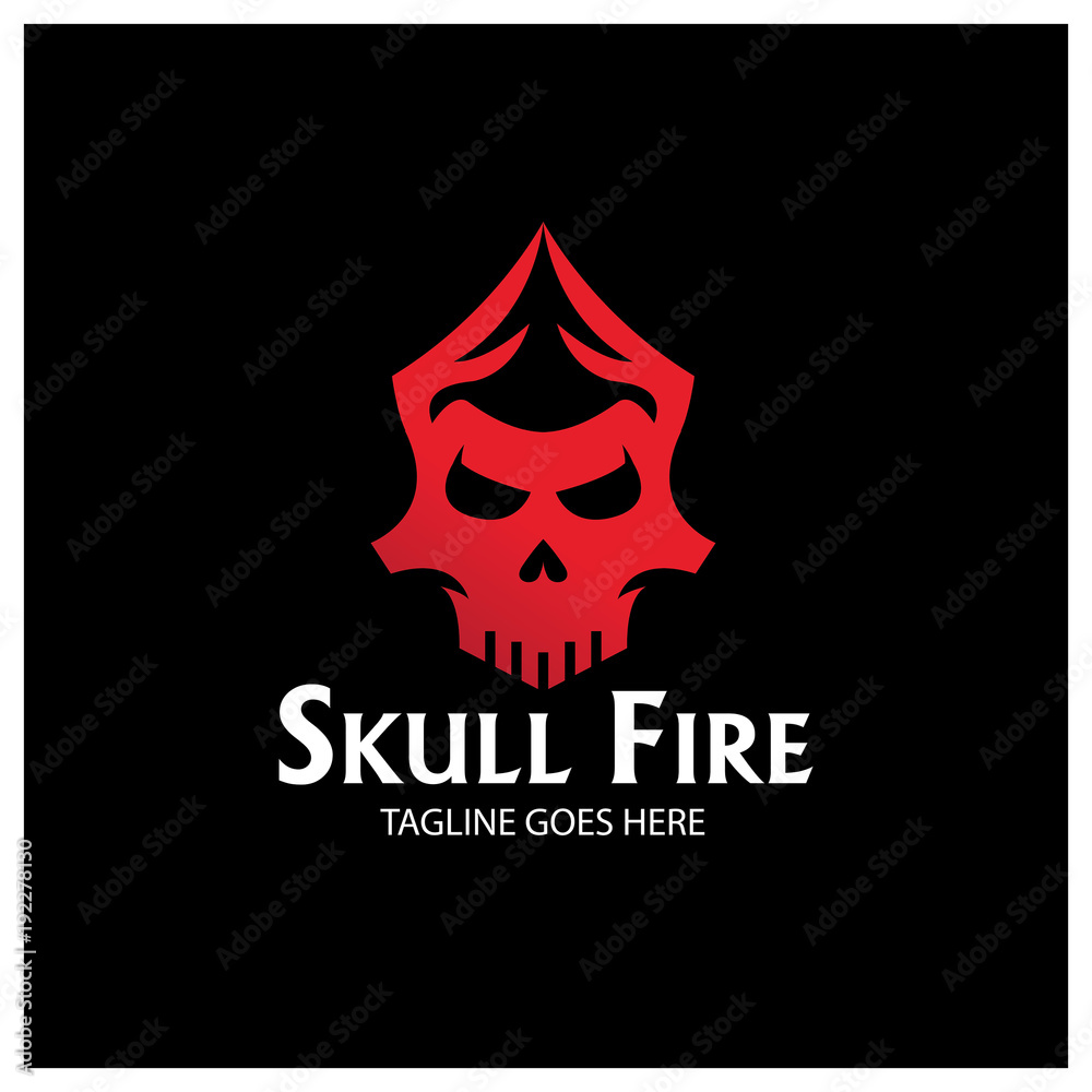 Skull fire logo design template. Vector illusttration Stock Vector ...