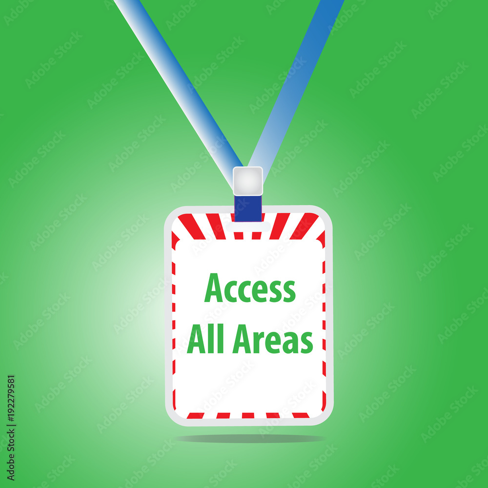 Access All Areas of staff card design with illustration - security of ...