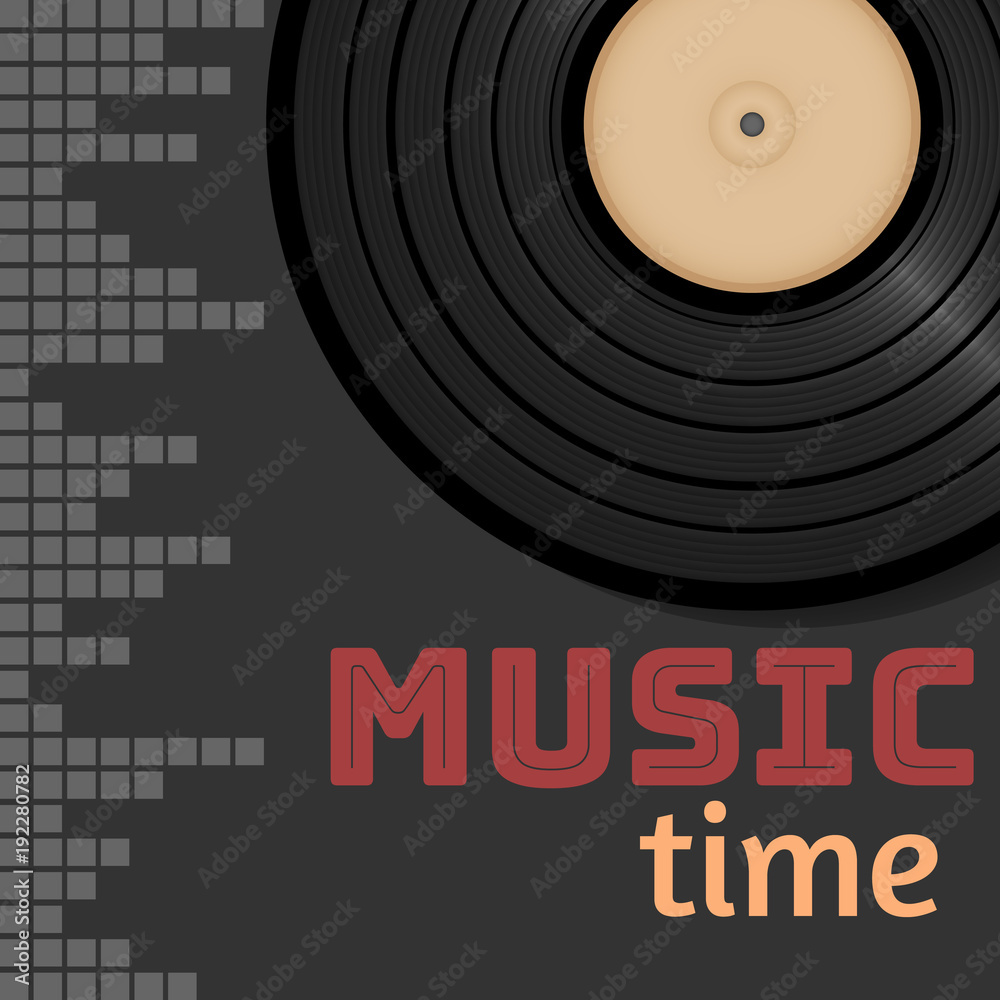 Retro party advertising flyer with old vinyl. Old-fashioned poster ...