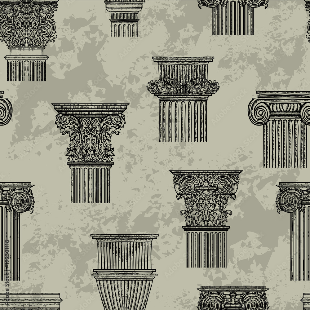 Seamless pattern with vintage architectural details design elements ...