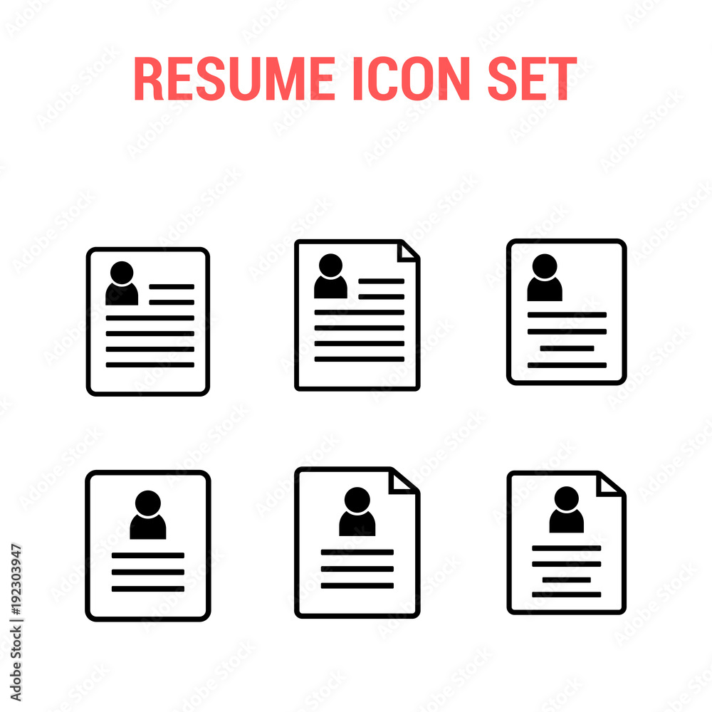 Resume icon set , CV symbol Stock Vector | Adobe Stock